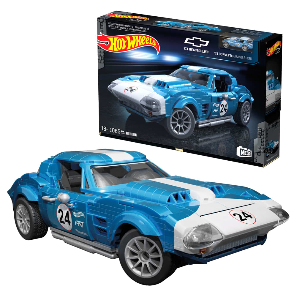 MEGA Hot Wheels 63 Corvette Grand Sport Race Car Building Kit | Mattel ...