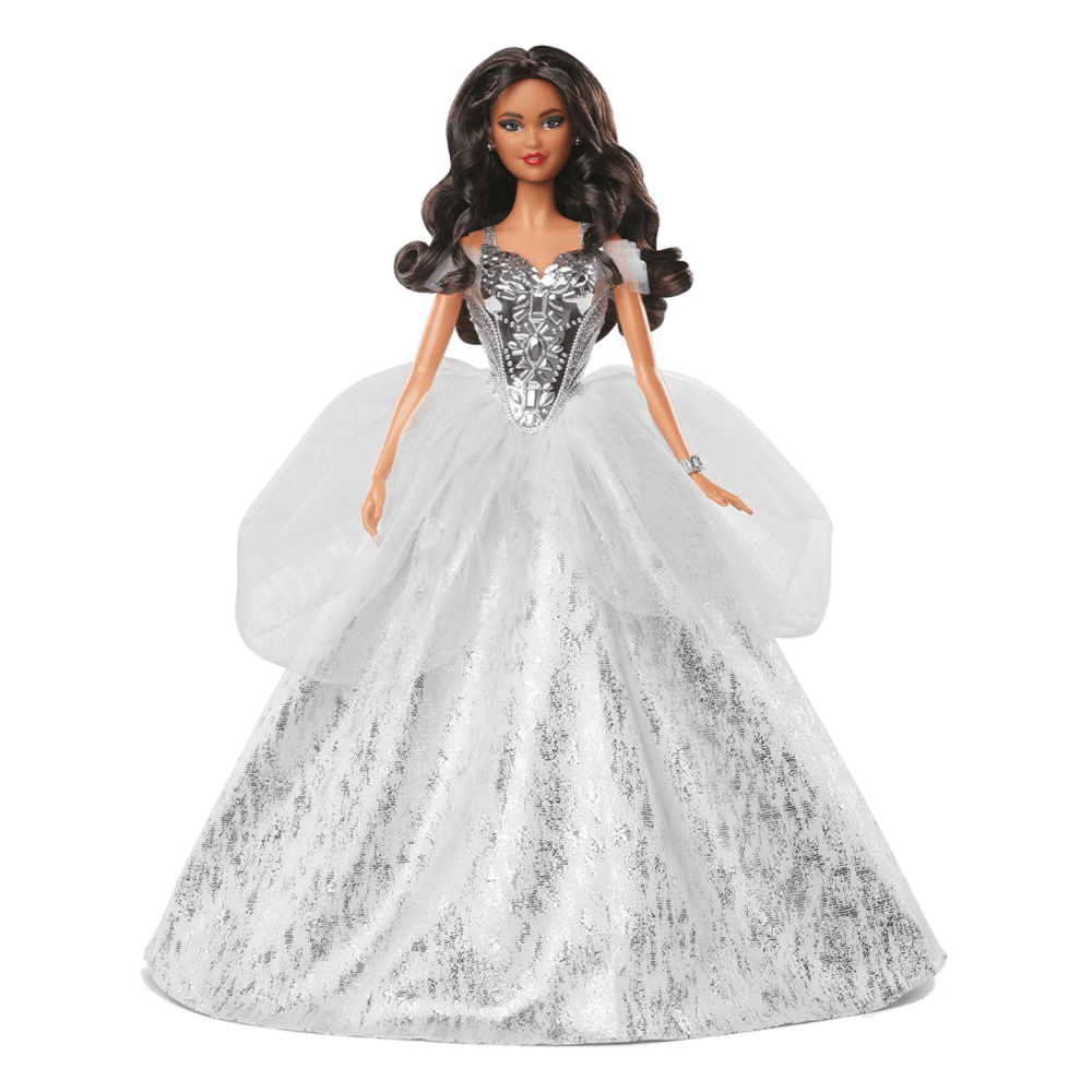 2021 Holiday Barbie Doll, Brunette Curly Hair – Mattel Creations