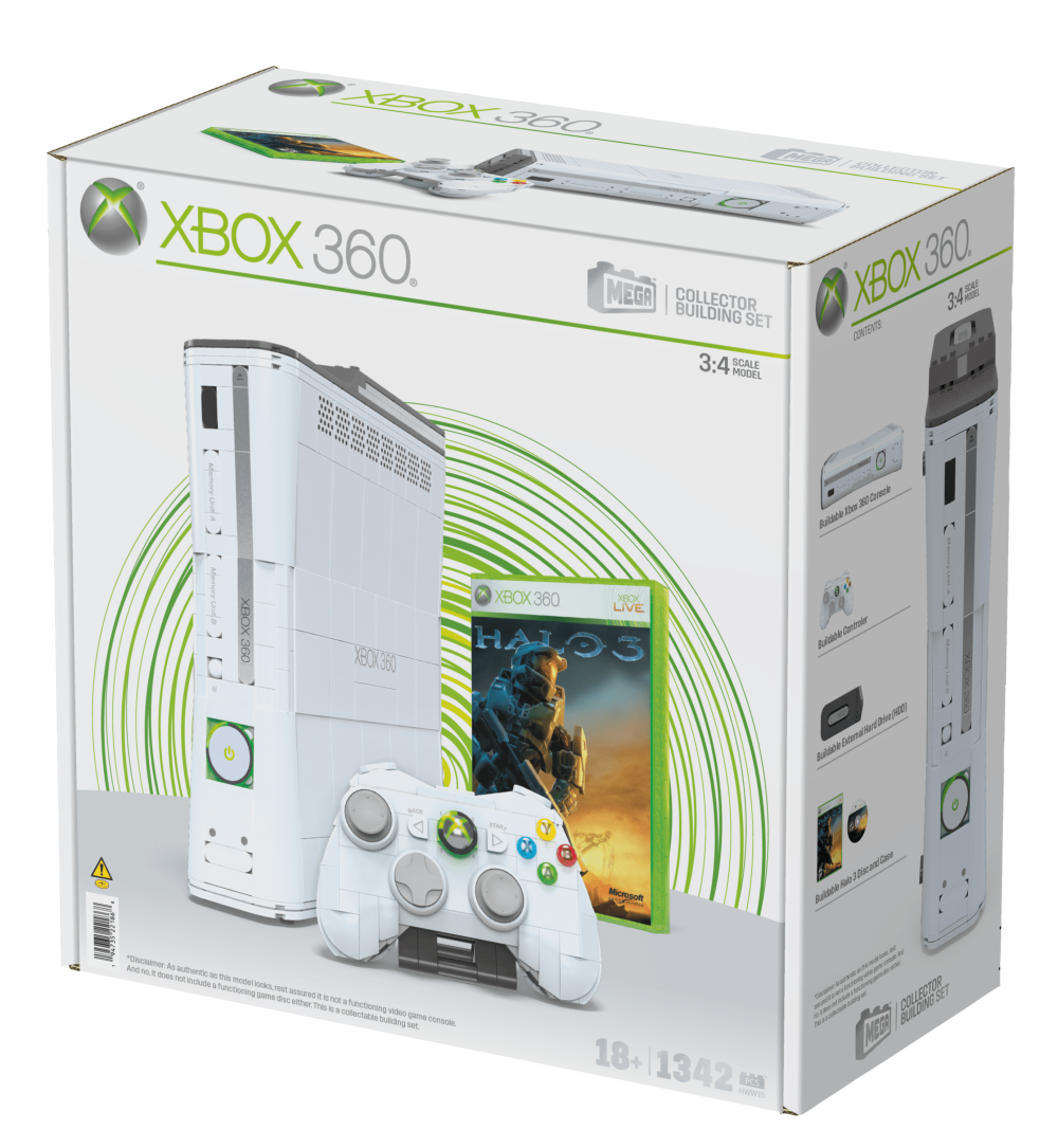 MEGA Microsoft Xbox 360 Replica Building Toy Kit | Mattel Creations