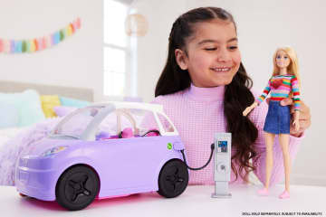 Barbie Car, Kids Toys, “Electric Vehicle” with Charging Station | Mattel